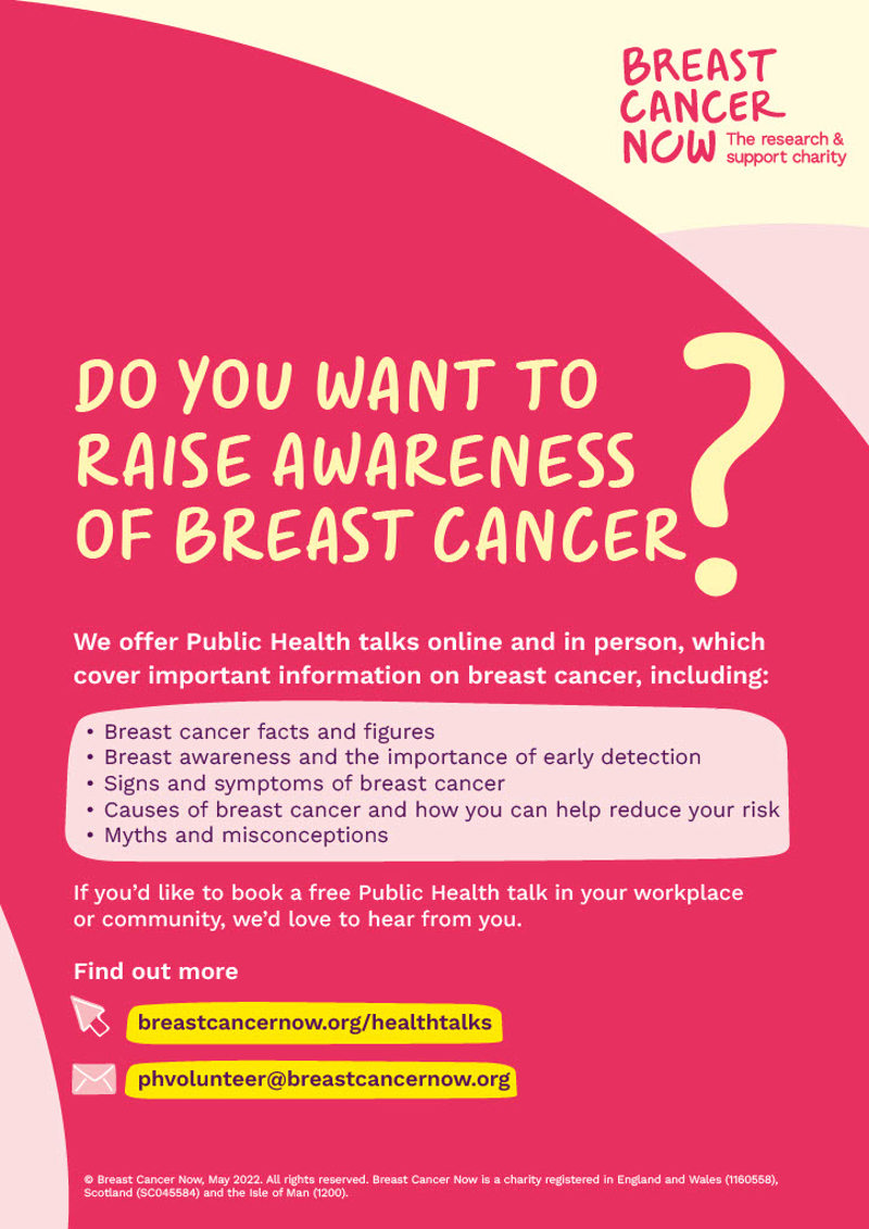 Public Health talks poster (A4) | Breast Cancer Now