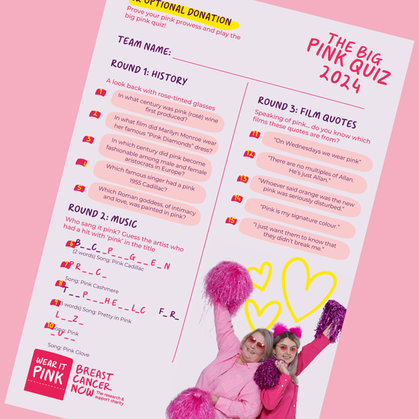 Downloadable resources for your Wear It Pink event | Breast Cancer Now